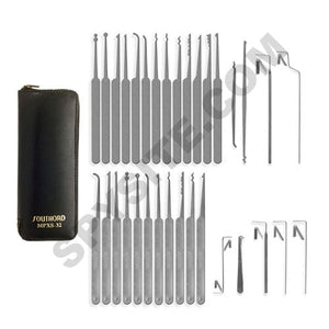 Thirty-two Piece Metal Handle Lock Picking Tool Set